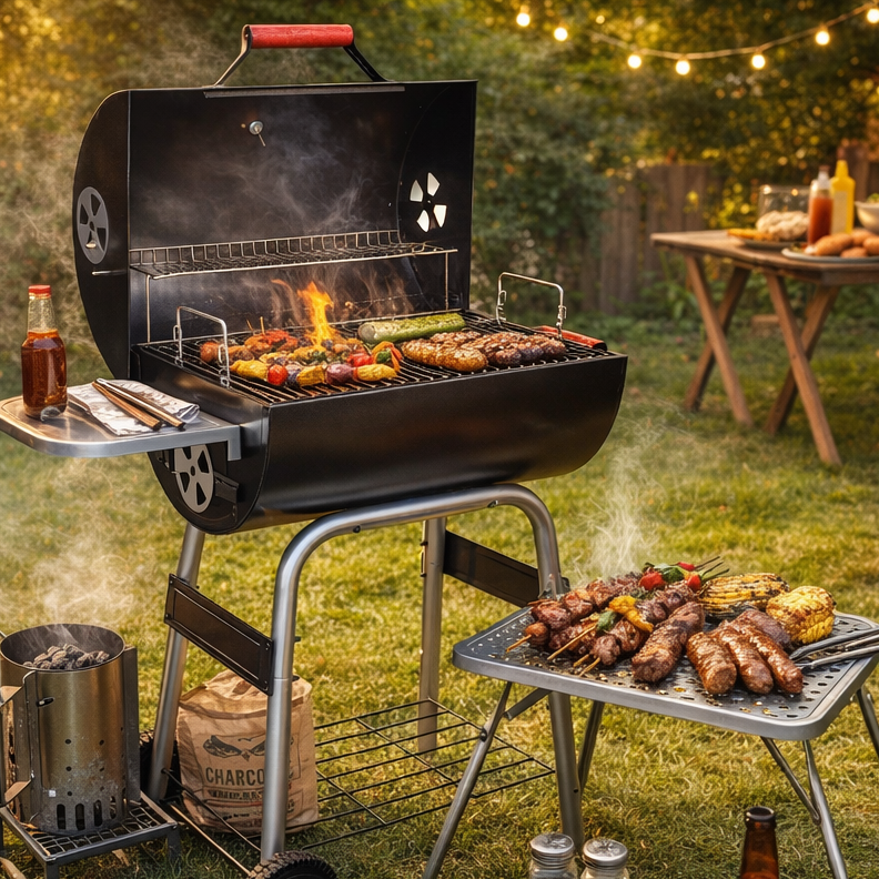 Portable Charcoal BBQ Grill with Lid & Wheels - mbazar.co – M-Bazar